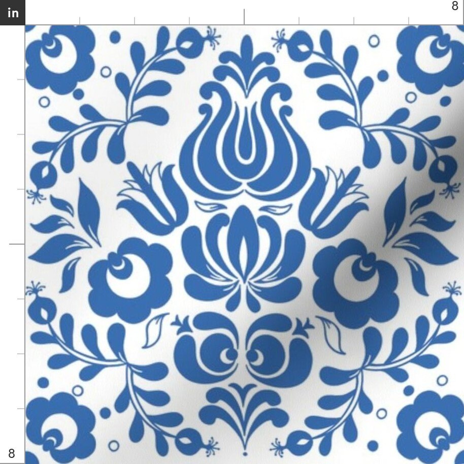 Delfts Blauw Blue Floral Fabric Ingela in Delfts Blauw on | Etsy