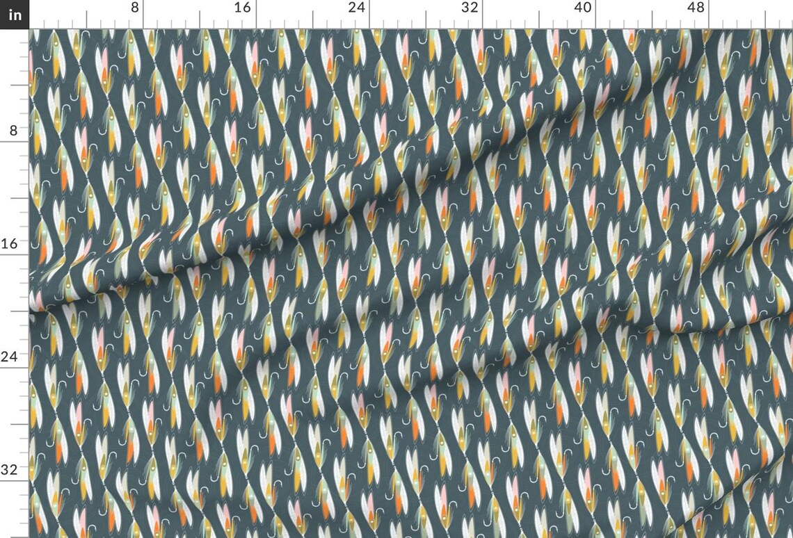 Fly Fishing Fabric- Flip-flopped Flies by Nadia Hassan - Fishing ...