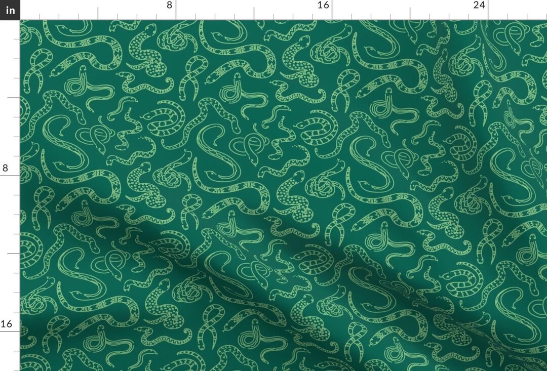 Snake Fabric - Snake Outlines Green by Electrogiraffe - Snake Aztec ...