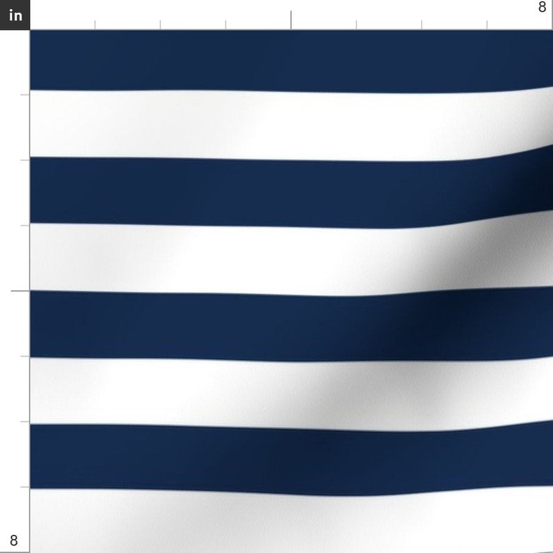 Navy Blue White Stripes Fabric Navy Cabana Stripes by - Etsy