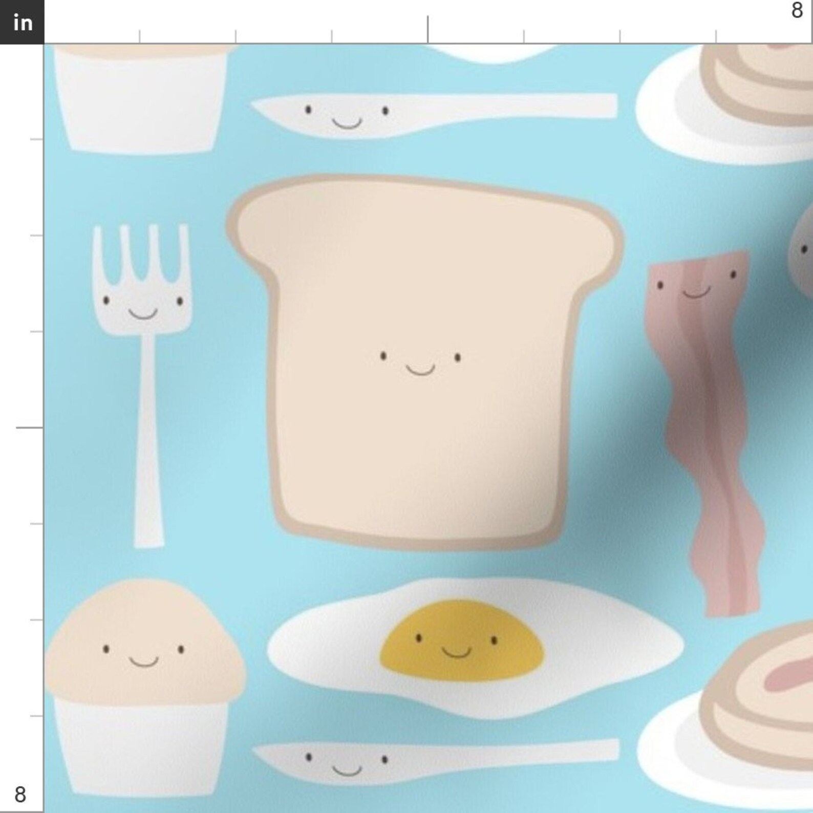 Breakfast Fabric Mmm Breakfast by Misstiina Breakfast Food | Etsy