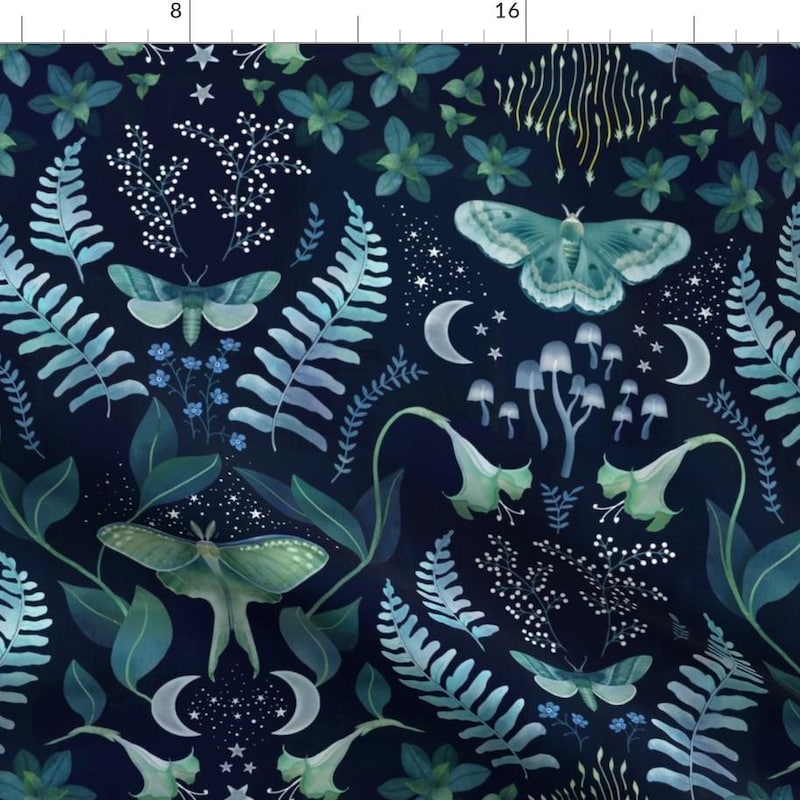Blue Moth Fabric - Etsy UK