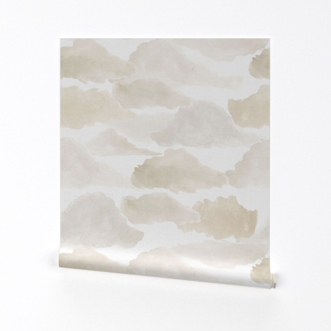 Soft Cloud Wallpaper Jumbo Clouds by Hipkiddesigns Muted Earth Tone ...