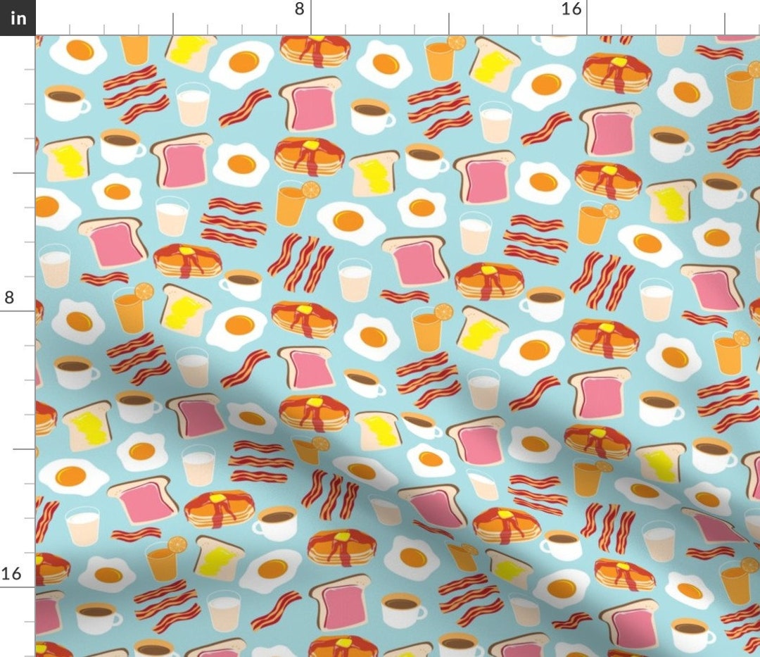 Breakfast Foods Fabric Breakfast Fun Jumbo Scale by Cynthia Arre ...