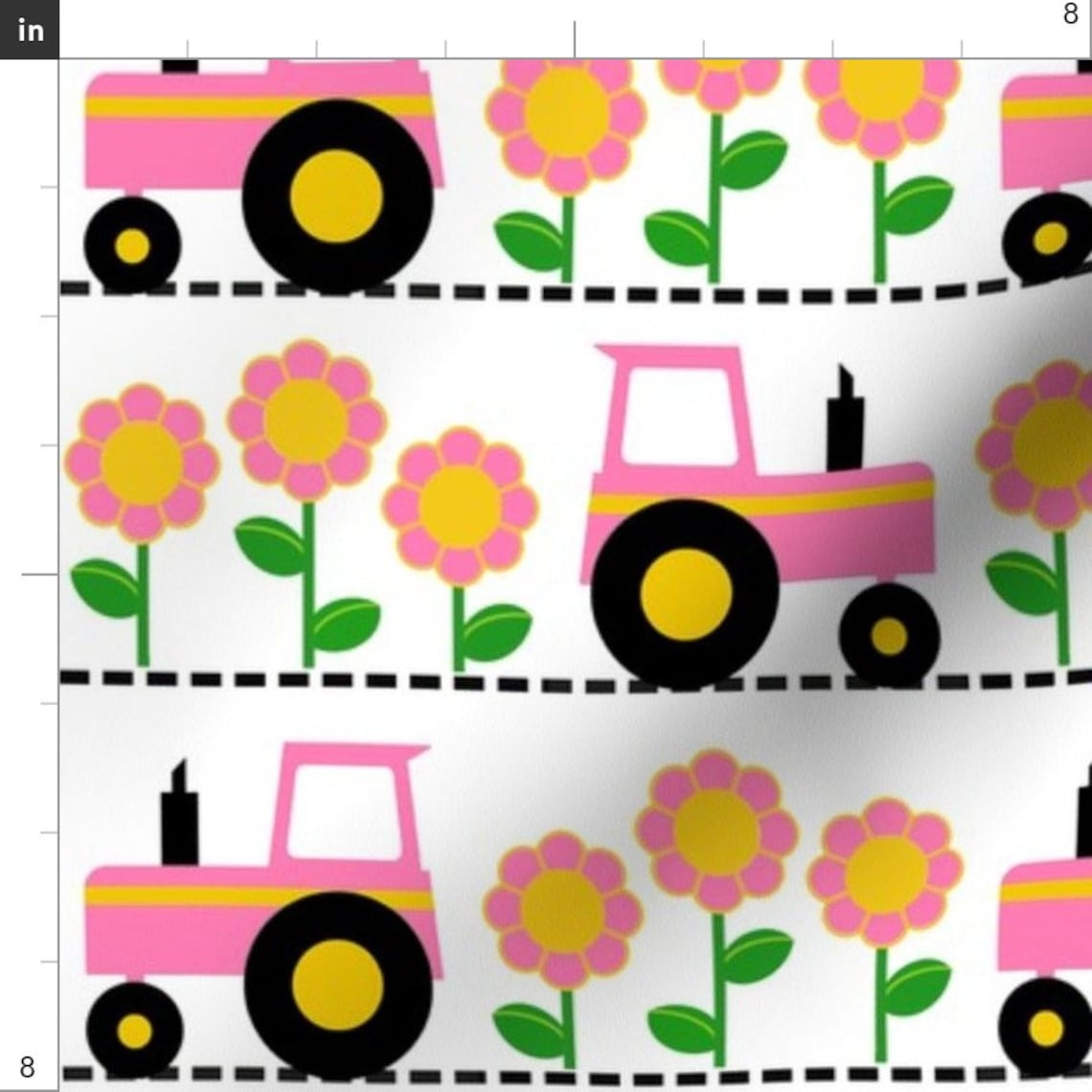 Pink Farming Fabric Girly Pink Farm Tractor by Tictactogs - Etsy
