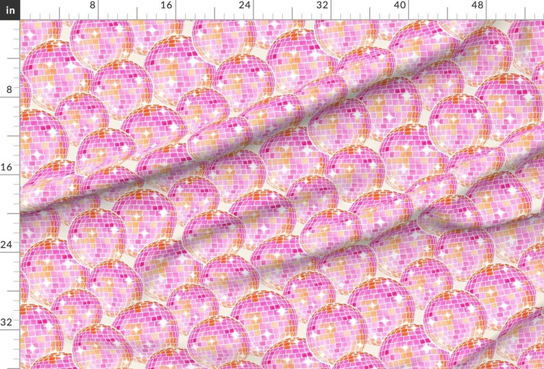 Pink Disco Fabric - Sparkling Disco Balls by Byre_wilde - Mirror Balls ...