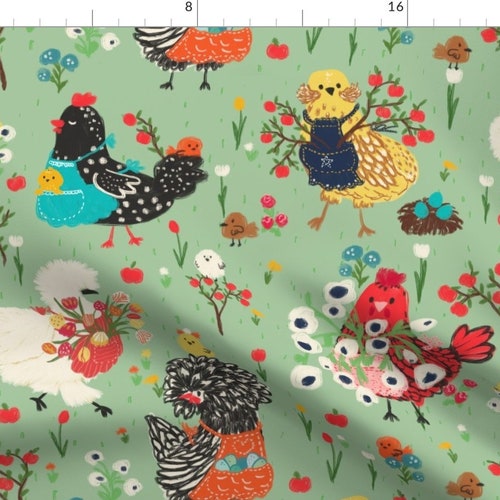 Patterned Chicken Fabric 100% Cotton by the Yard Fat - Etsy