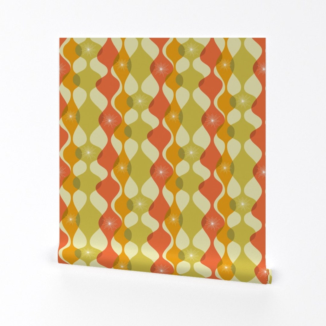 Mid Century Modern Wallpaper Mid Mod Fall Colors by Roofdog - Etsy