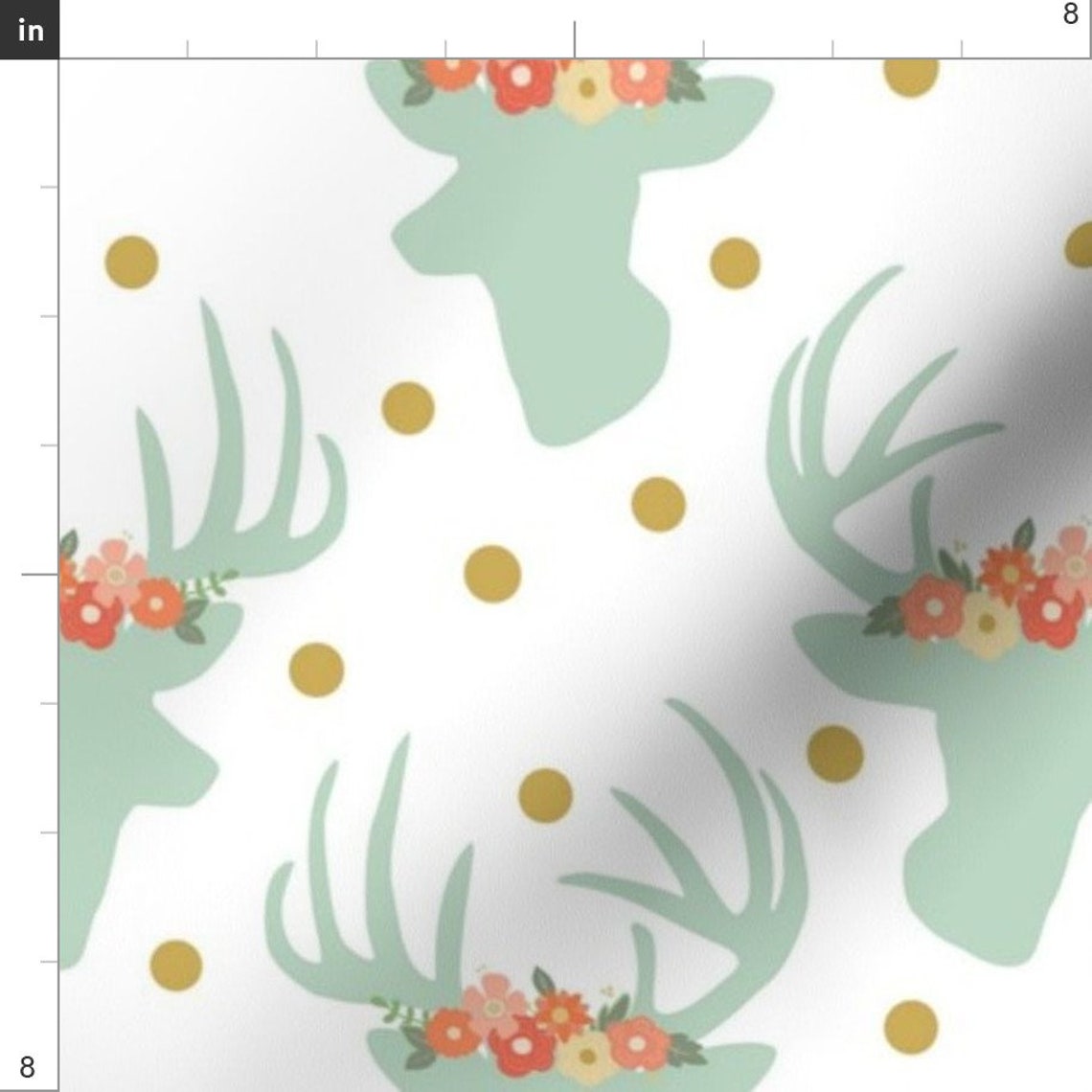 Boho Deer Fabric You Look Fancy Deer by Mint Peony Flower - Etsy