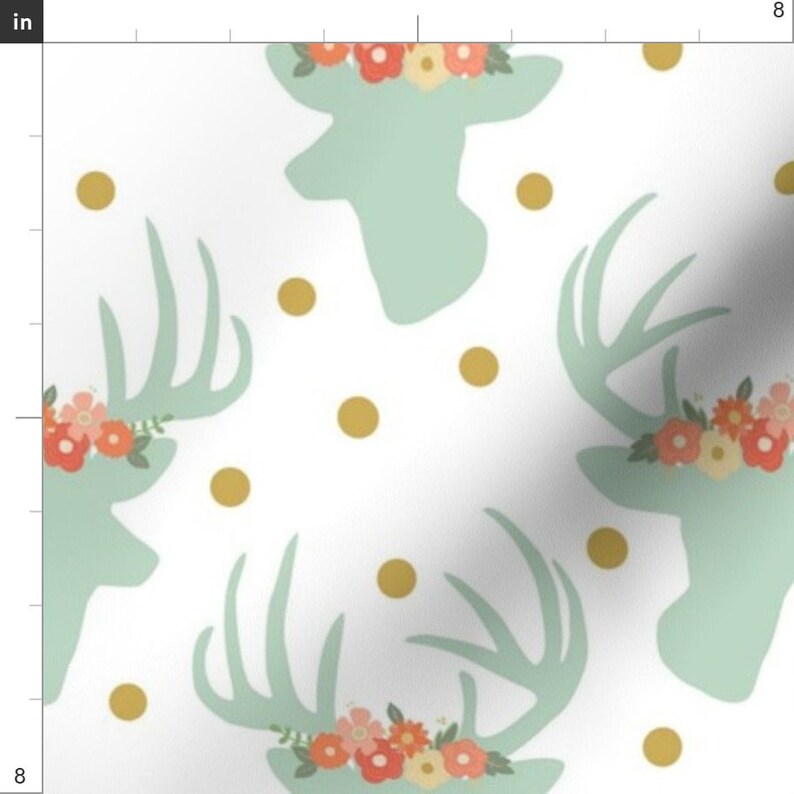 Boho Deer Fabric You Look Fancy Deer by Mint Peony Flower - Etsy