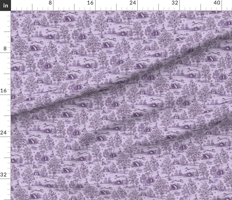 Purple Toile De Jouy Fabric Purple Reverse Greyhound Toile | Etsy