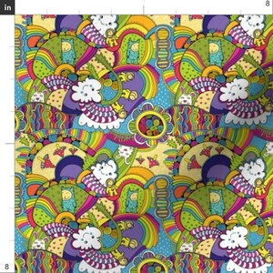 Trippy Fabric Hallucinogenic World by Penguinhouse Trippy - Etsy