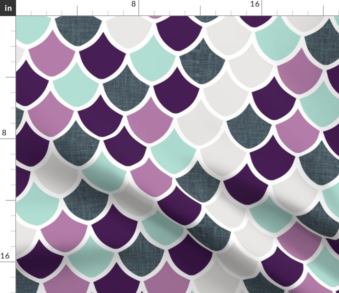 Scales Fabric Purple Aqua Mermaid Scales by Ivieclothco - Etsy