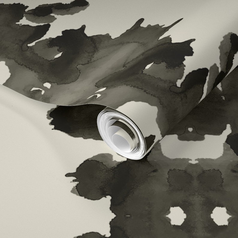 Ink Blot Wallpaper Soot on Cream Double Inkblot by Danika - Etsy