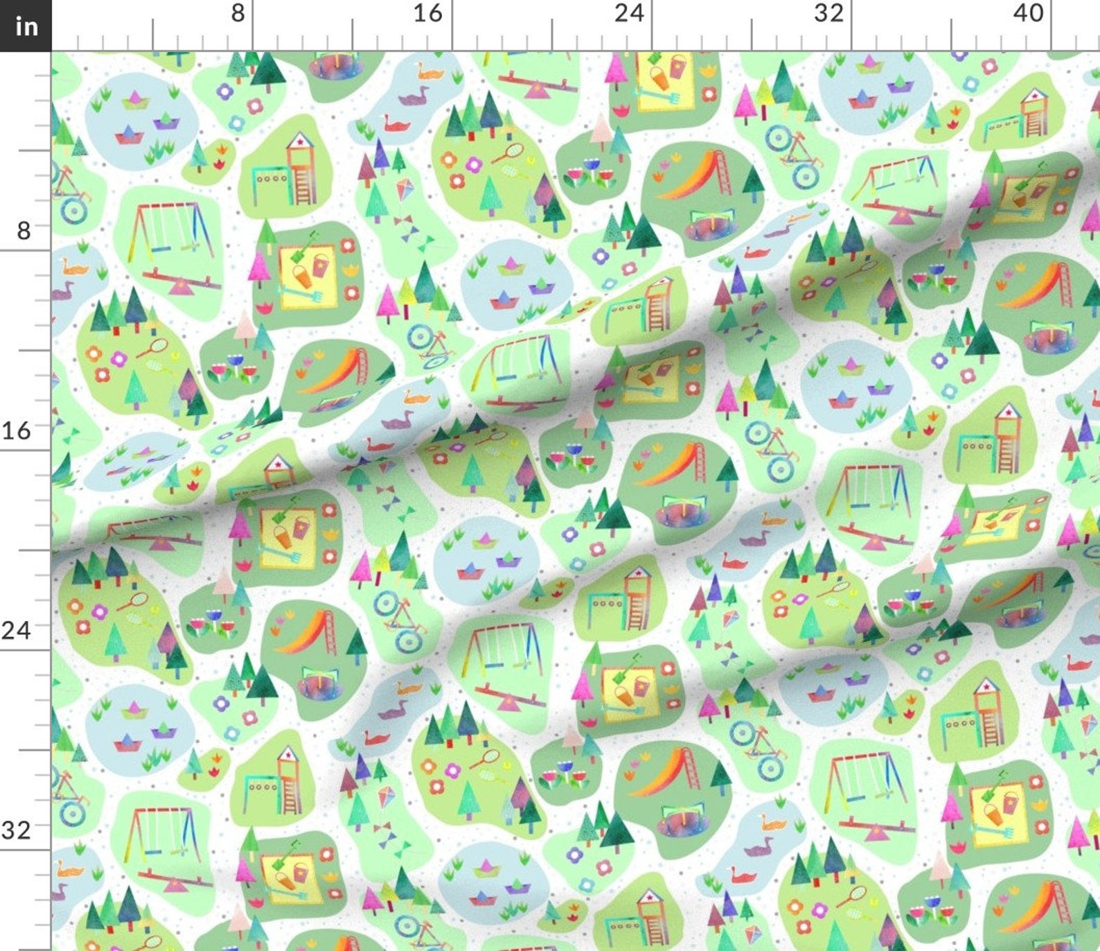 Park Map Fabric Park Map By Emmaallardsmith Watercolor | Etsy