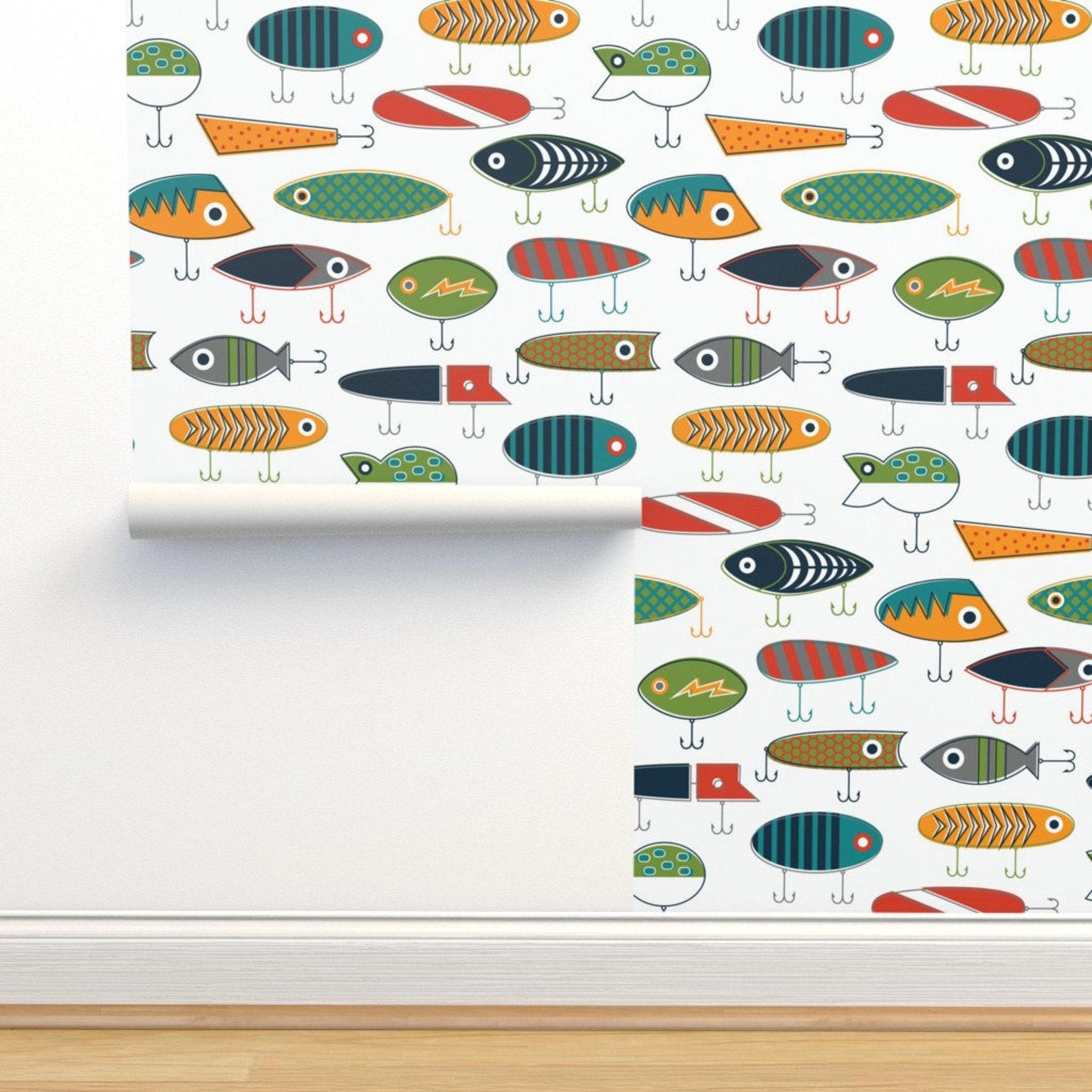 Lures Wallpaper Hooked up White by Katerhees Fishing - Etsy