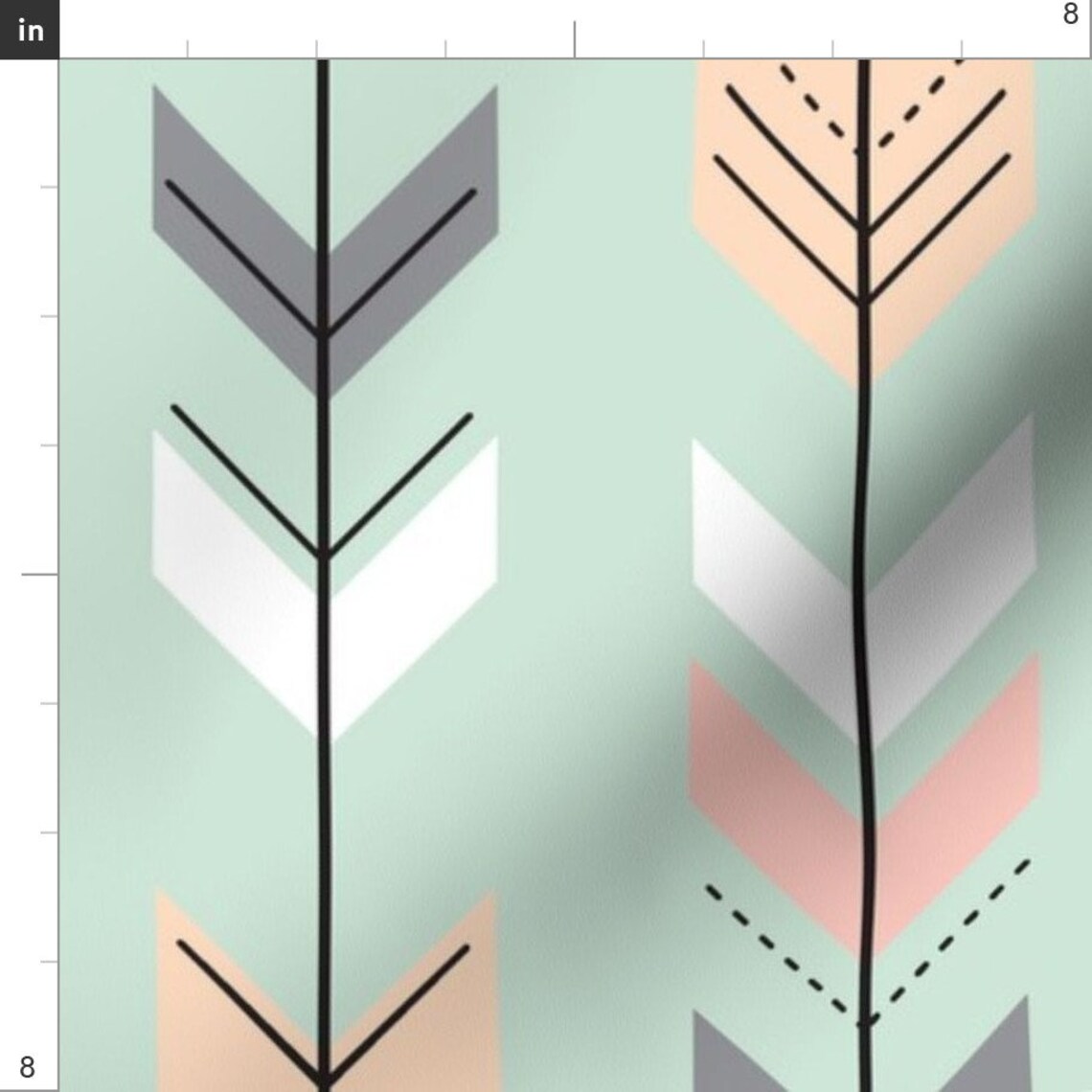 Fletching Arrows Fabric Fletching Arrows on Mint Willow - Etsy