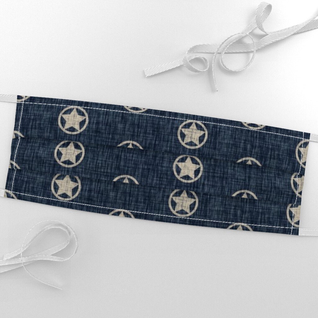 Western Fabric Western Stars Tan on Denim by Thecalvarium - Etsy