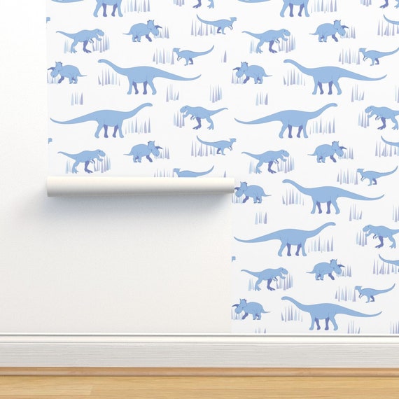 Dinosaurs Wallpaper Dinosaurs Pattern Blue-medium by Dafnag - Etsy