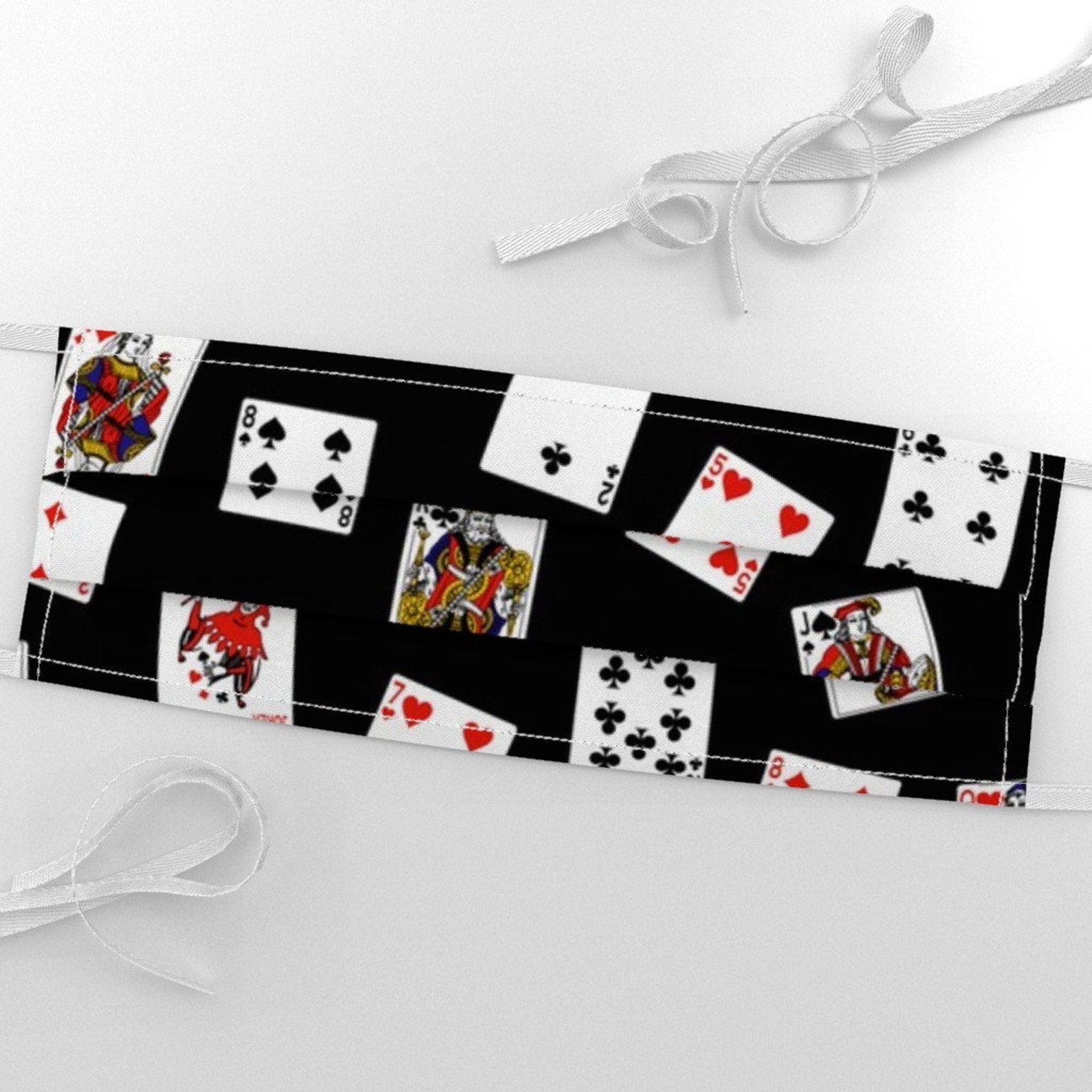 Playing Cards Fabric Scattered Playing Cards // Black by | Etsy