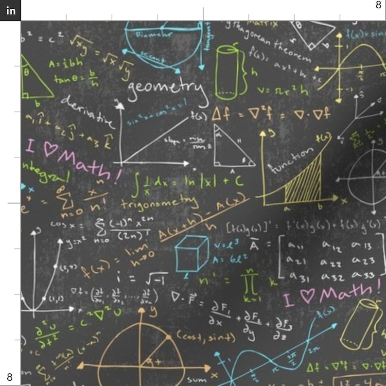 Math Chalkboard Fabric Math Lessons small by Robyriker - Etsy