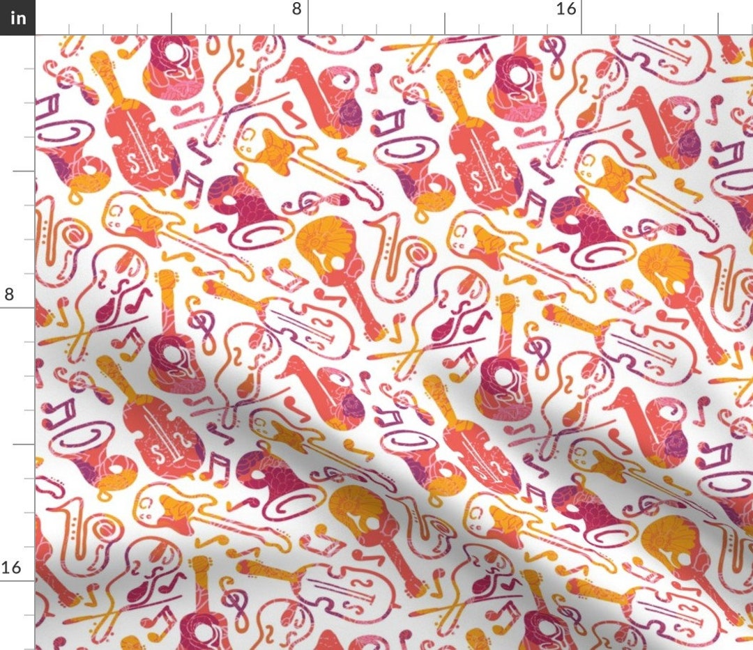 Music Fabric Colorful Musical Instruments Seamless Pattern by Oksancia ...