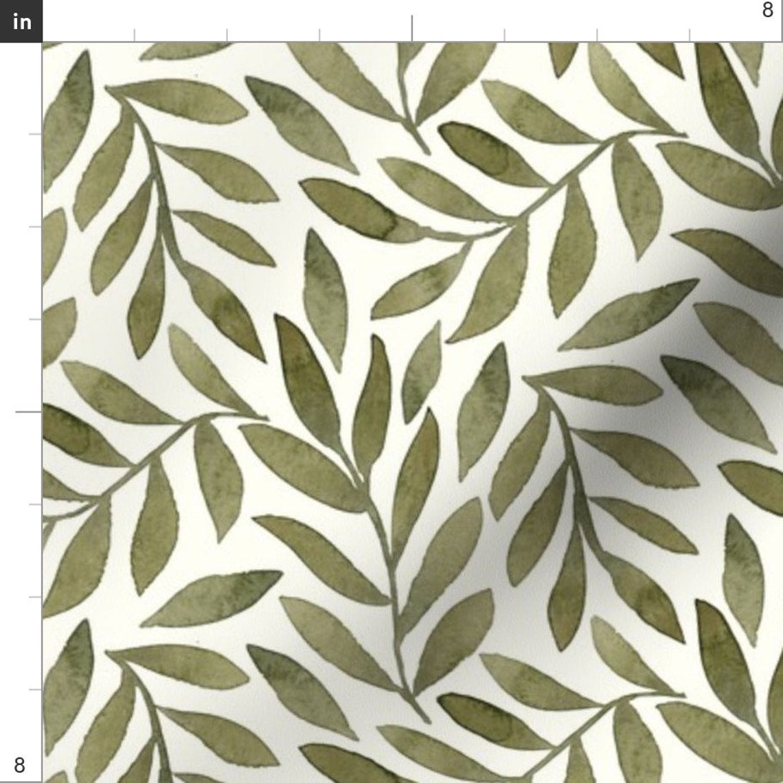 Leafy Green Fabric Green Leaves on Ivory by Bluebirdcoop | Etsy