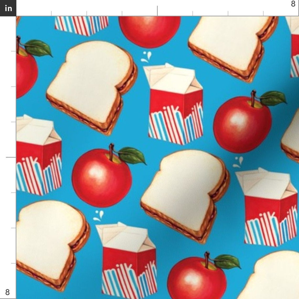 Lunch Time Food School Sandwich Apple Fabric Lunch Pattern - Etsy