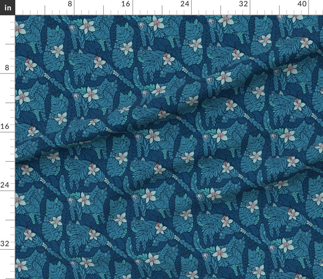 Tropical Cats Fabric Meowaii by Kostolom3000 Plumeria | Etsy