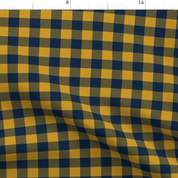 Blue and Yellow Cotton Plaid Fabric - Etsy