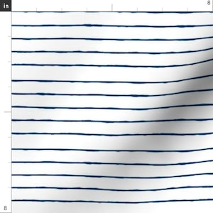 Nautical Stripe Fabric - Swim Lane Stripe in White and Nautical Navy by ...
