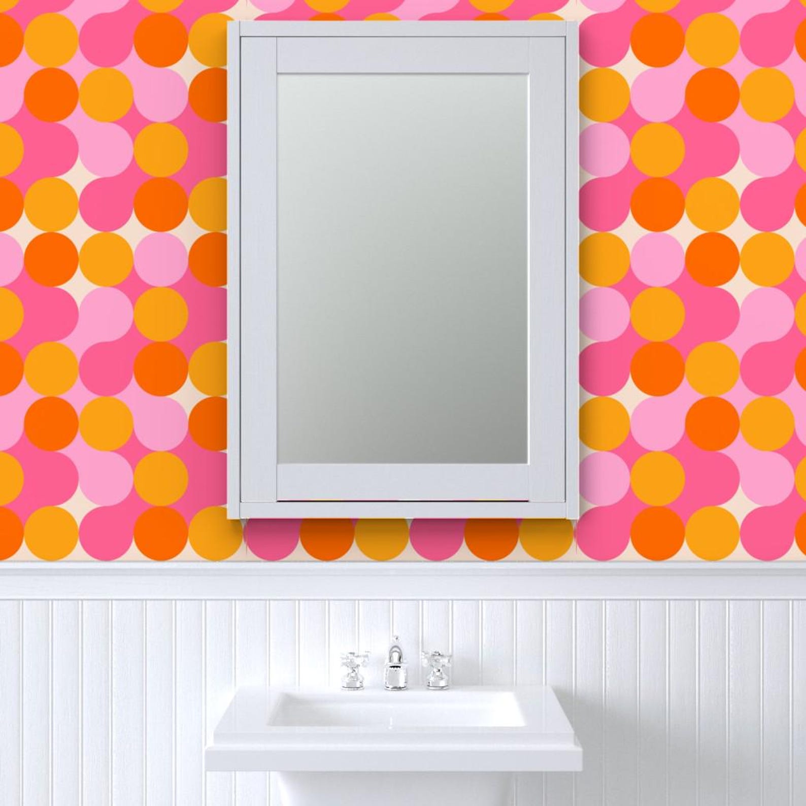 Groovy Polka Dots Removable Peel and Stick Wallpaper - Hot Pink Retro ...