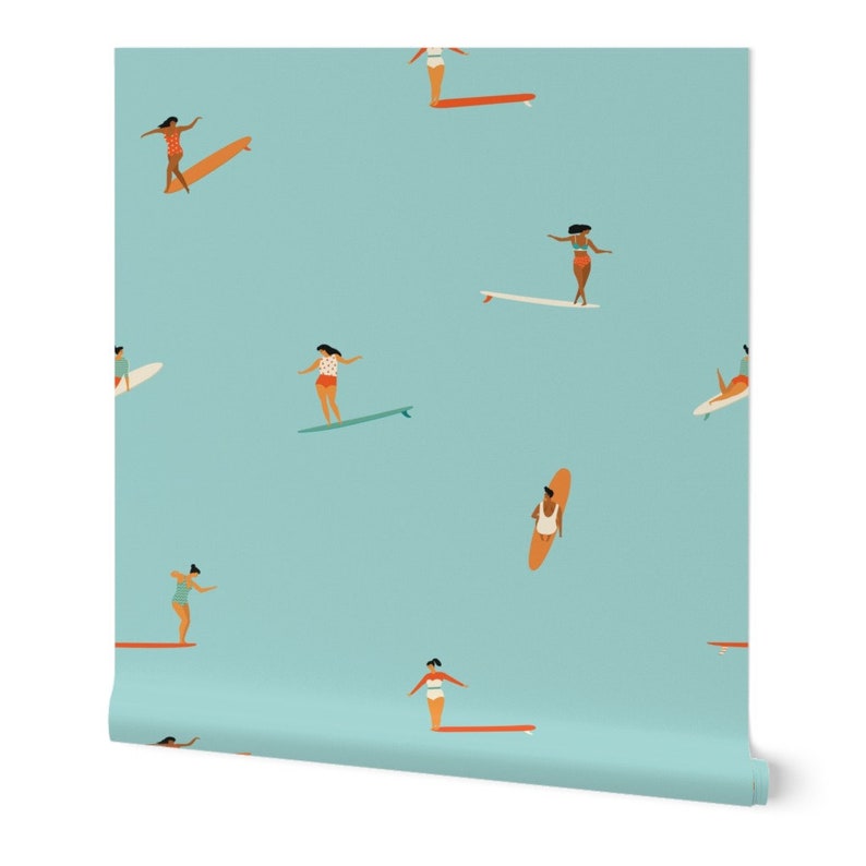 Surfing Wallpaper Soul Surfers Light Blue by Tasiania Blue - Etsy