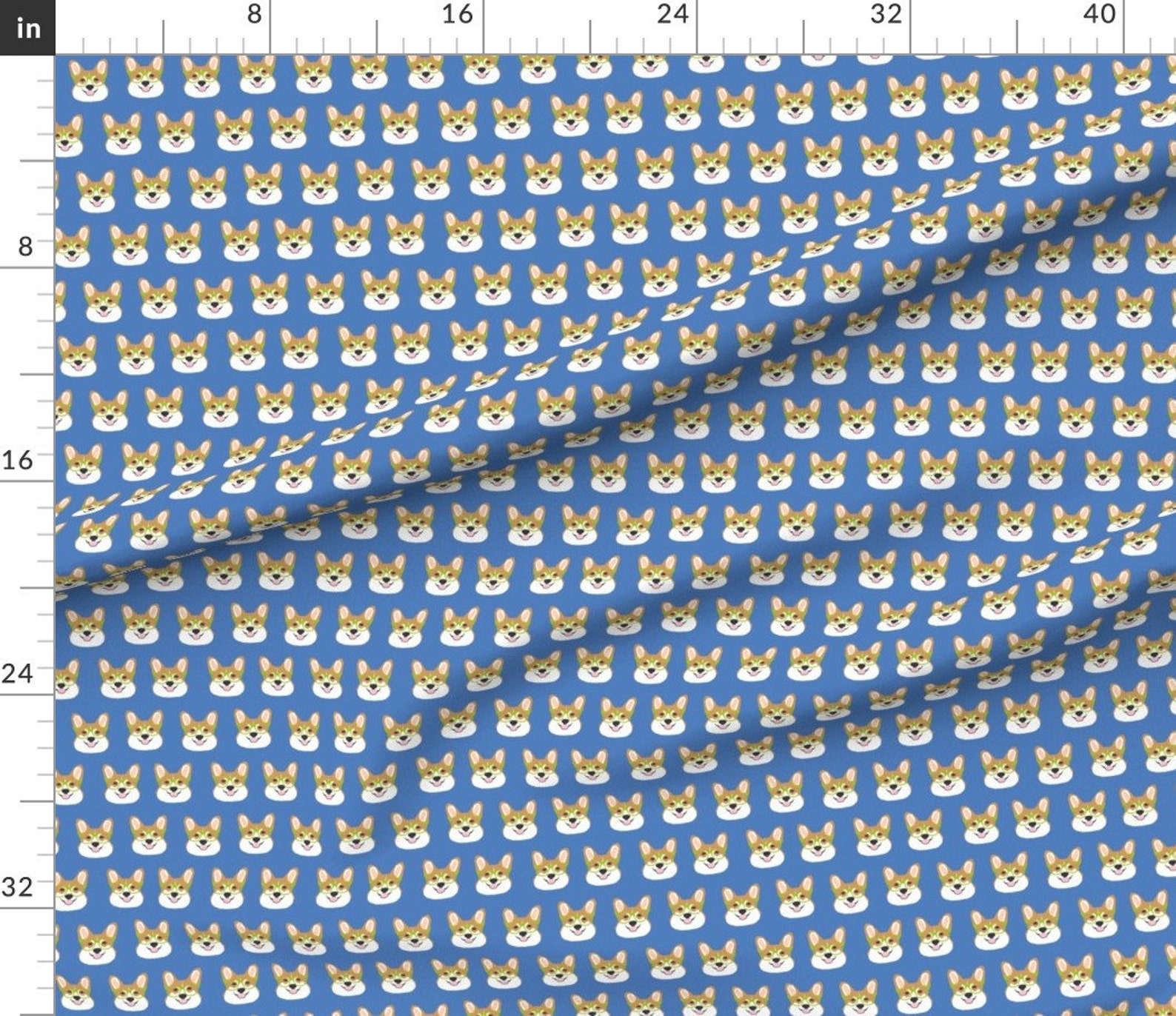 Corgi Fabric Corgi Glasses Nerd Dog Fabric on Blue by - Etsy