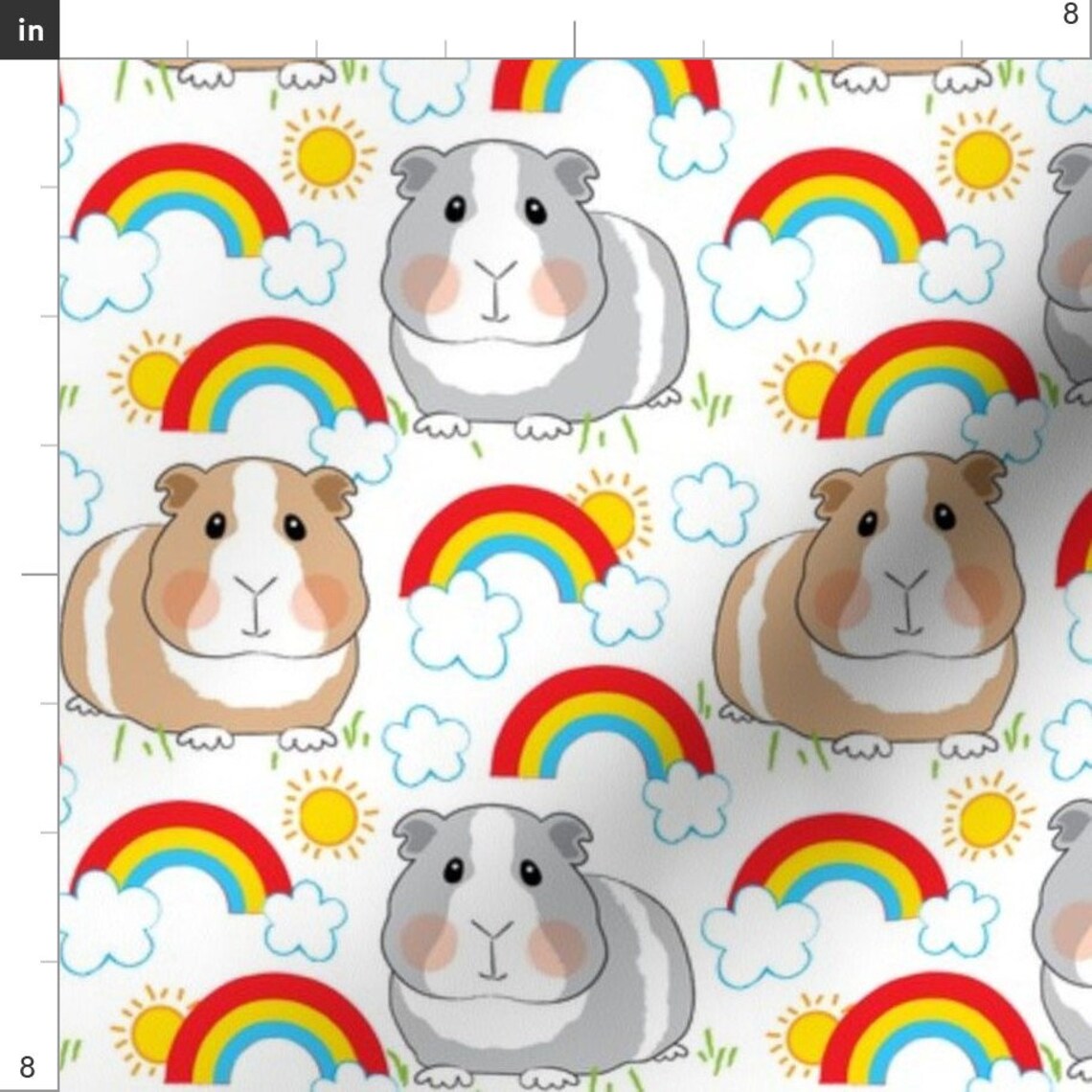 Guinea Pigs and Rainbows Fabric Guinea-pigs-and-rainbows-on - Etsy