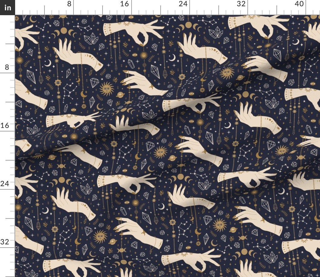 Talismans Fabric Magical Talismans by Bamokreativ Black - Etsy