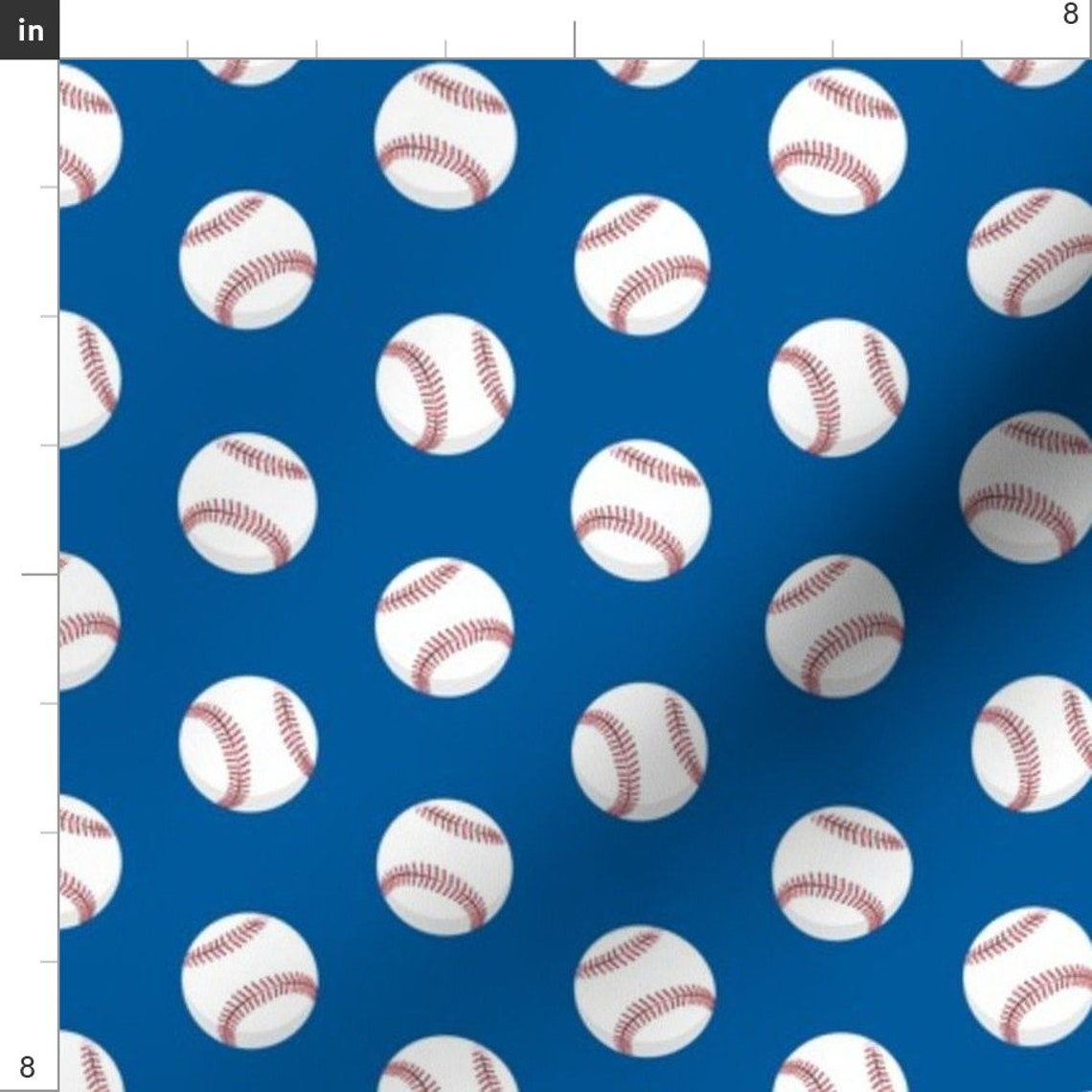 Baseball Fabric Baseballs Blue by Littlearrowdesign - Etsy