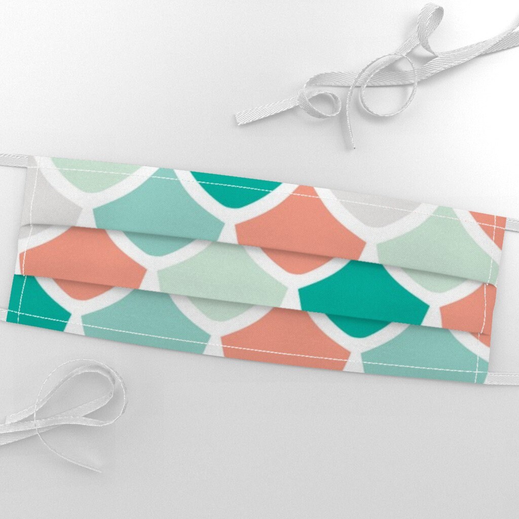 Mermaid Scales Fabric Coral Teal Mermaid Scales by | Etsy