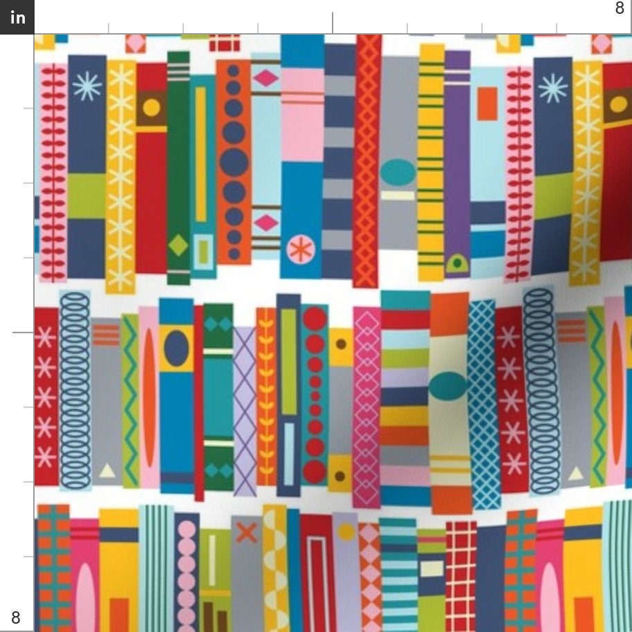 Library Books Fabric I Love Books by Katerhees Scandi Mod | Etsy