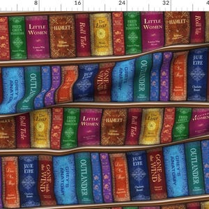 Books Fabric Teresa's Bookshelf by Sssowers Library Literary Books ...
