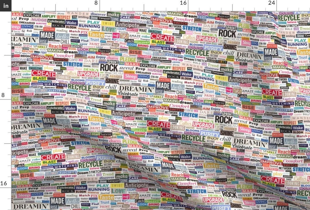 Words Fabric - Ransom Note (full-color Verbs) Collage Words Phrases ...