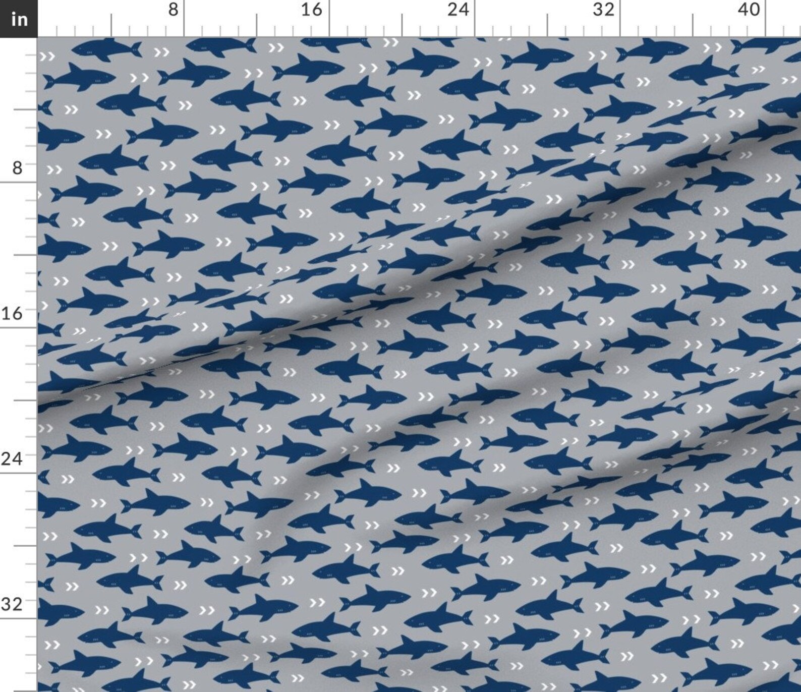 Shark Fabric Shark Fabric Fish Sharks Navy Fabric by - Etsy