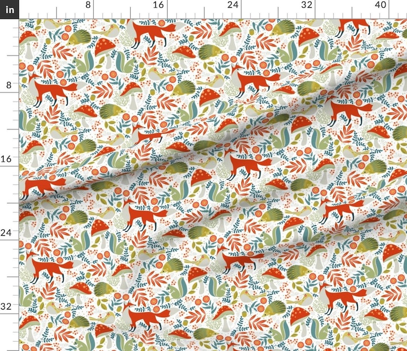 Rustic Fall Fabric Autumn Forest Harvest Red Green by - Etsy