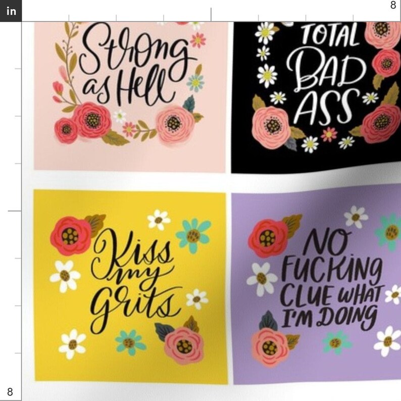 Sweary Fabric Fabric 4x4 Small Swears New by Cynthiafrenette - Etsy