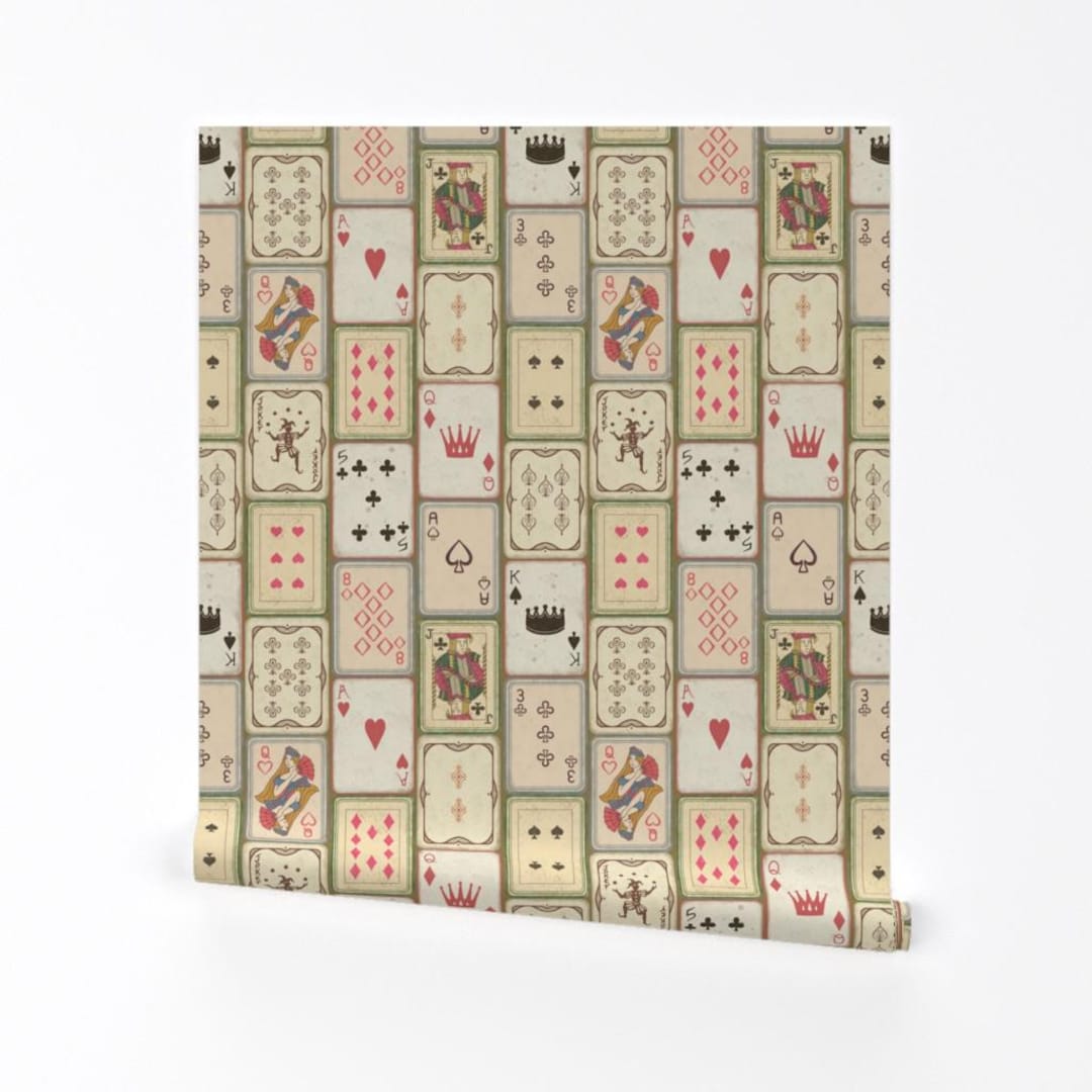 Vintage Removable Peel and Stick Wallpaper - Art Deco Games Cards Poker ...