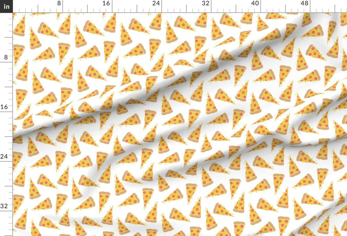 Pizza Fabric - Pizza // Junk Food Kids White Background Pizza Print by ...