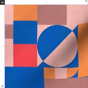 Red Blue Abstract Pattern Geometric Fabric Muted Primary - Etsy