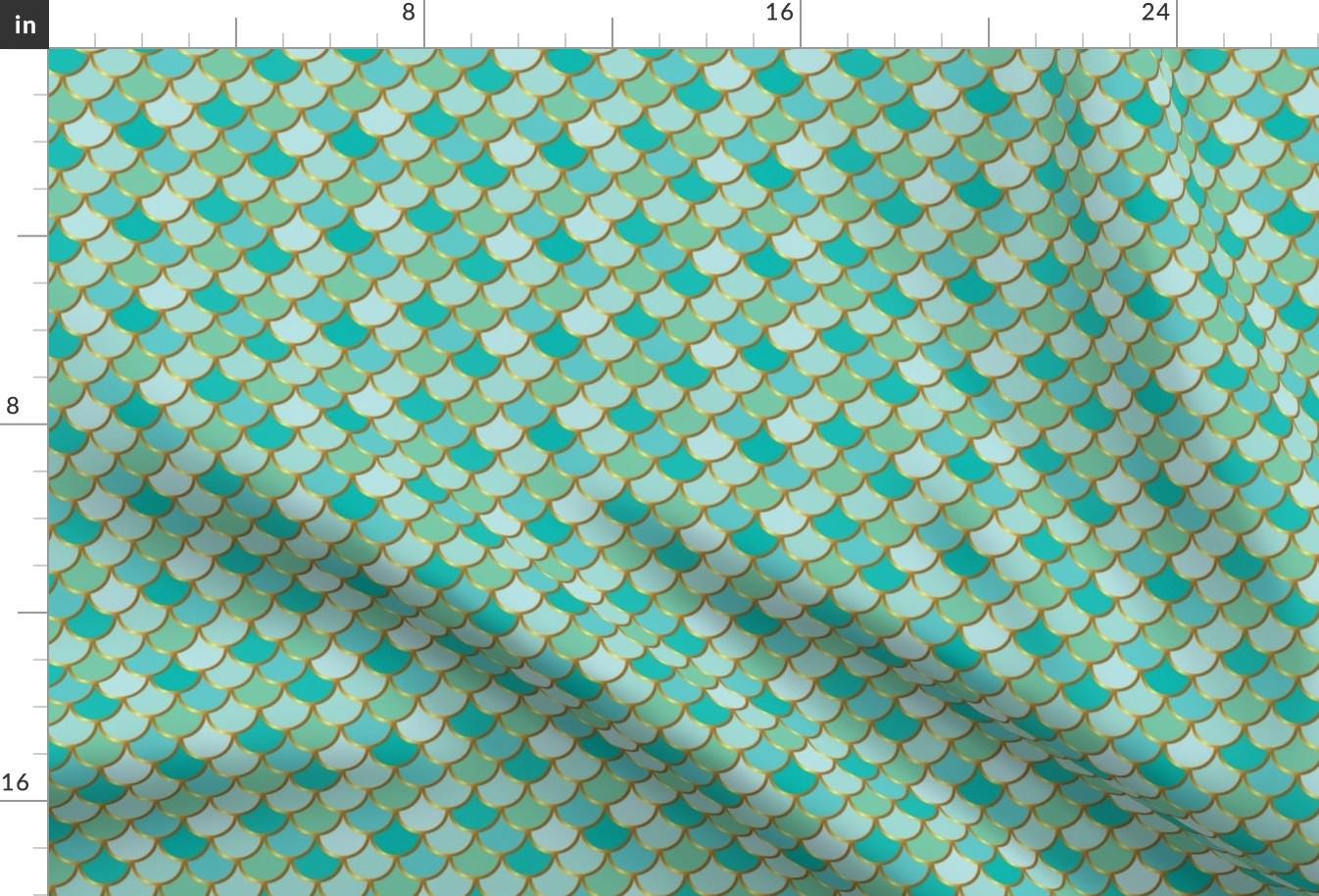 Mermaid Fabric - Sea Green Mermaid Tail by Katebillingsley - Mermaid ...