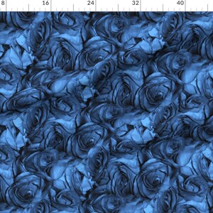 Rose Fabric - Blue Roses for A Red Lady by Peacoquettedesigns - Rose ...