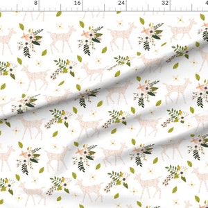 Fawn Floral Fabric Blush Sprigs and Blooms Fawn by Ivieclothco Fawn ...